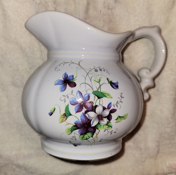 Mccoy | Accents | Vintage Mccoy Pitcher Purple Violets Floral Print ...